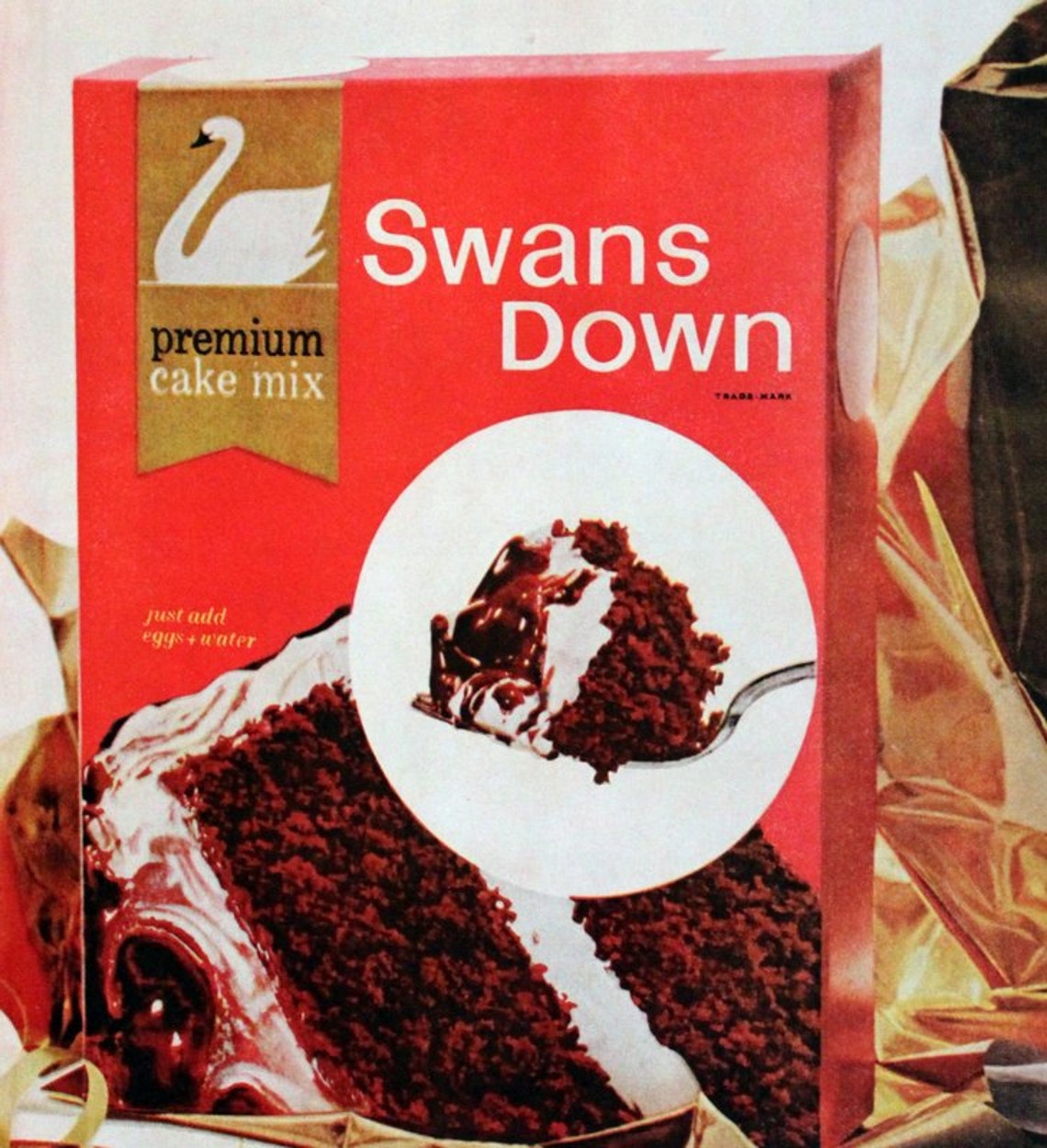 1961 Swans Down Cake Mix Ad Chocolate White Frosting Retro | Etsy