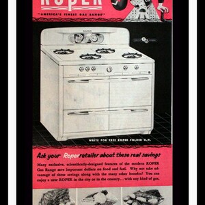 1951 Roper Gas Range Ad with Sandy McTavish Cartoon Kitchen | Etsy