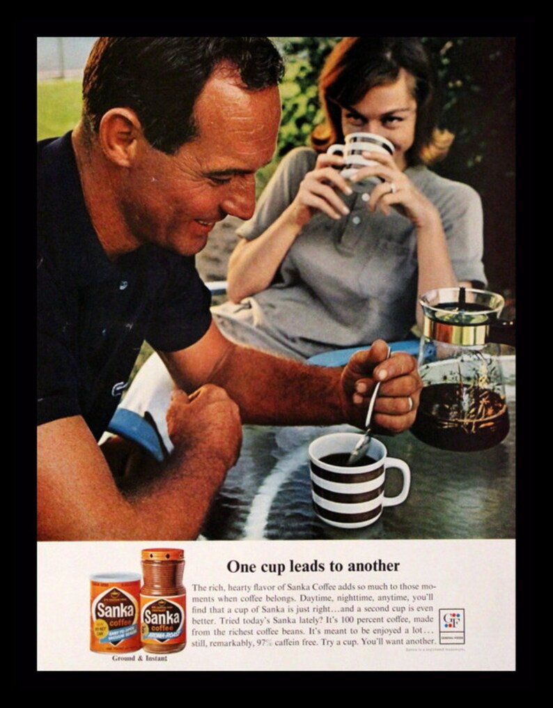 1964 Sanka Coffee Ad Caffeine Free Instant Wall Art | Etsy