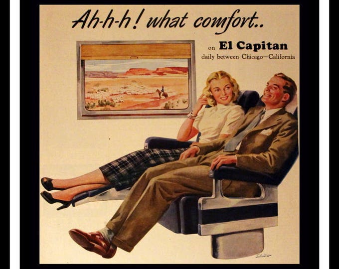 1948 El Capitan Train Ad W Santa Fe Railroad Wall Art Home Decor 40s ...