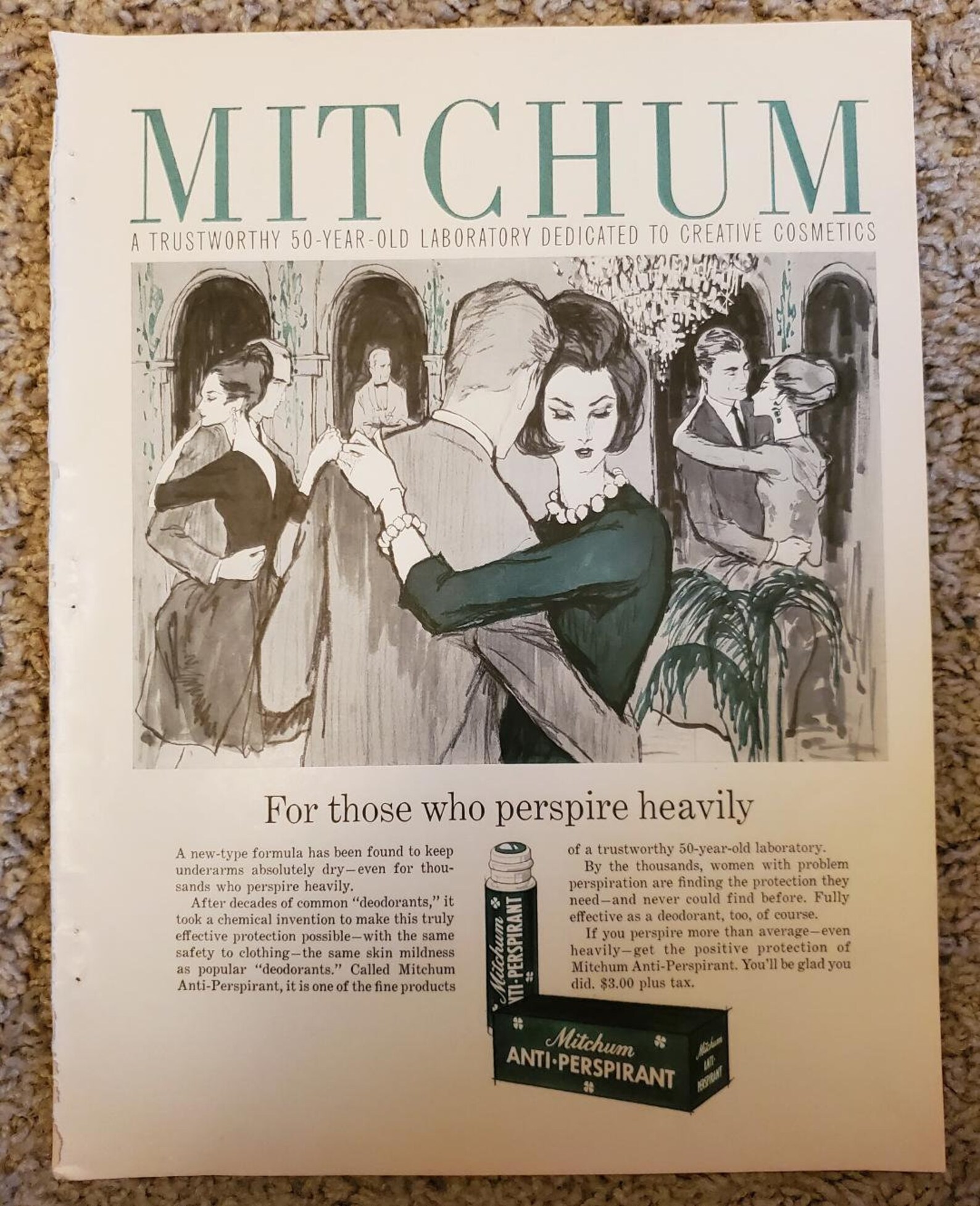 1963 Mitchum Antiperspirant Deodorant Ad Wall Art Home | Etsy