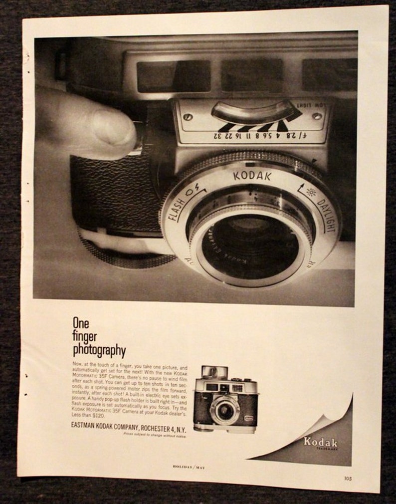 1963 Kodak Camera Ad One Touch Eastman Retro Vintage | Etsy