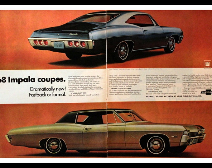 1967 Chevrolet Impala Ad 1968 Model Year Fastback Sport Coupe Custom ...