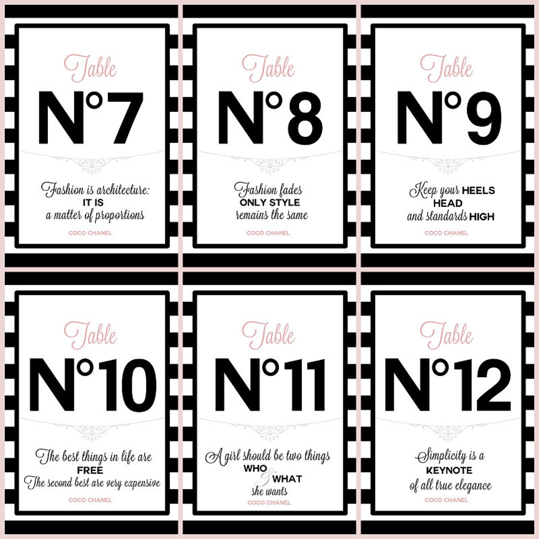 Digital PRINTABLE Table Numbers #1-12 With Quotes Bridal/wedding Event ...