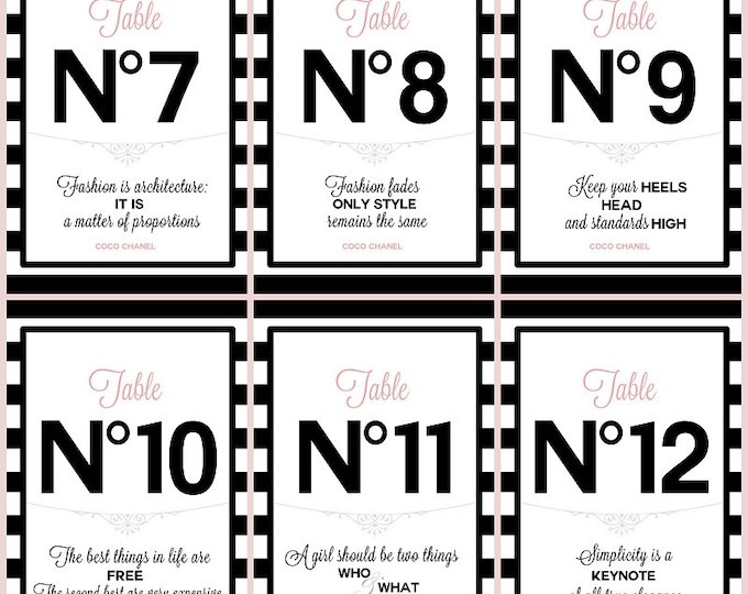 Digital PRINTABLE Table Numbers 1-12 With Quotes Bridal/wedding Event ...