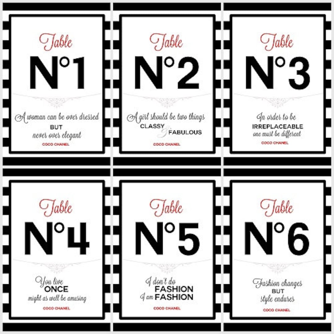 Printable Digital Table Numbers #1-12 With RED Quotes Birthday Party ...