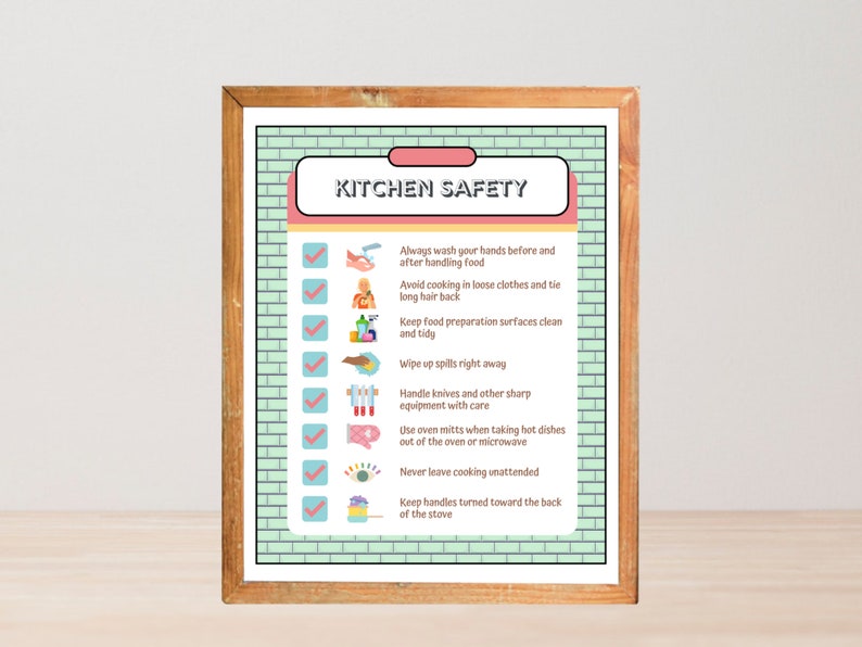 Kitchen Safety Art Print, Instant Download Printable Home Decor, Wall ...
