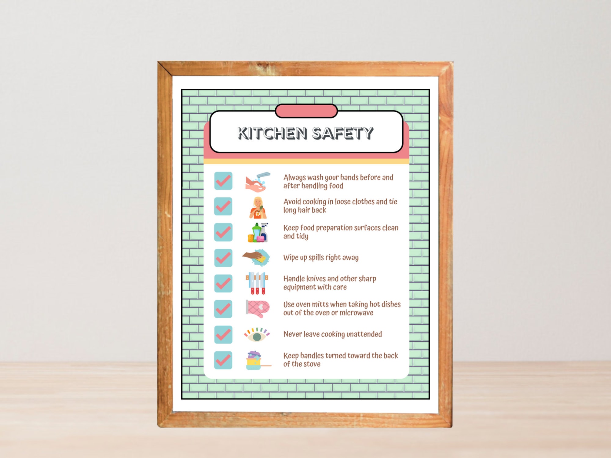 Kitchen Safety Art Print, Instant Download Printable Home Decor, Wall ...