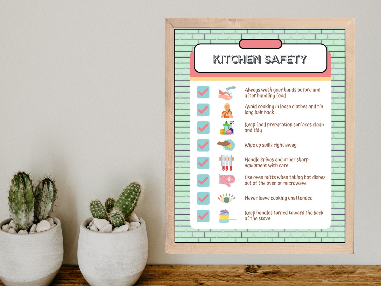 Kitchen Safety Art Print, Instant Download Printable Home Decor, Wall ...