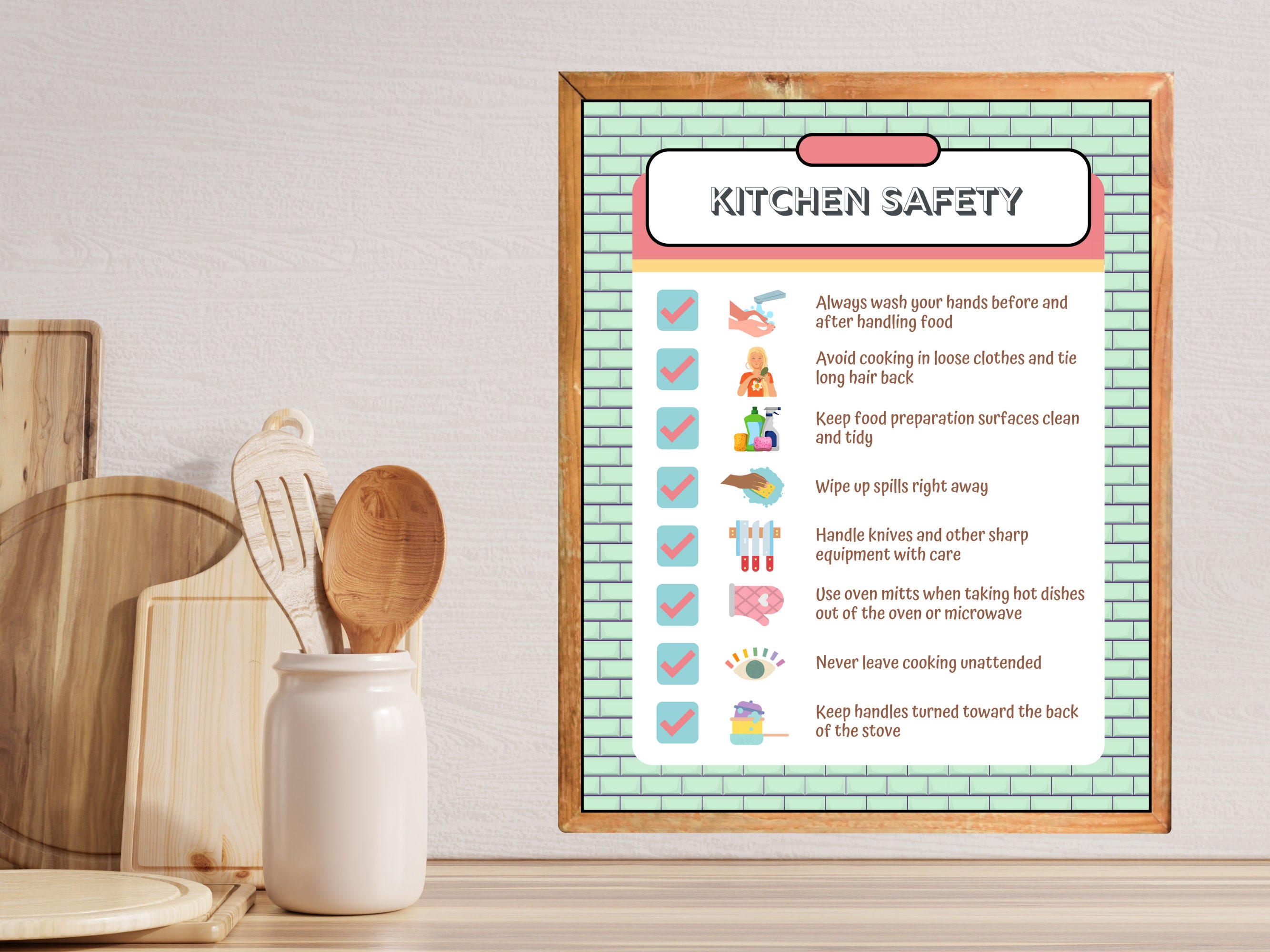 Kitchen Safety Art Print, Instant Download Printable Home Decor, Wall ...
