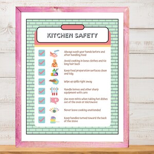 Kitchen Safety Art Print, Instant Download Printable Home Decor, Wall ...