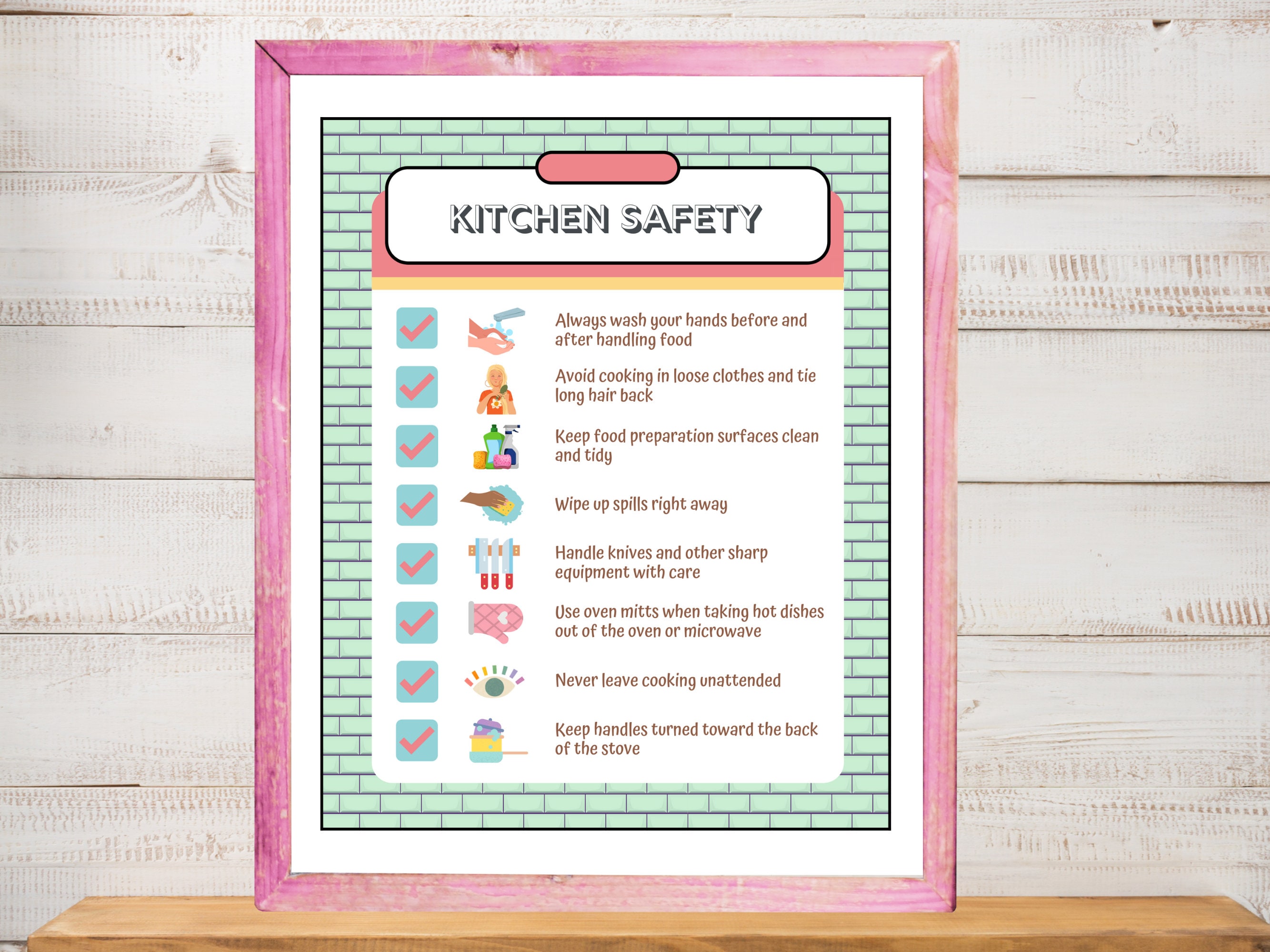 Kitchen Safety Art Print, Instant Download Printable Home Decor, Wall ...