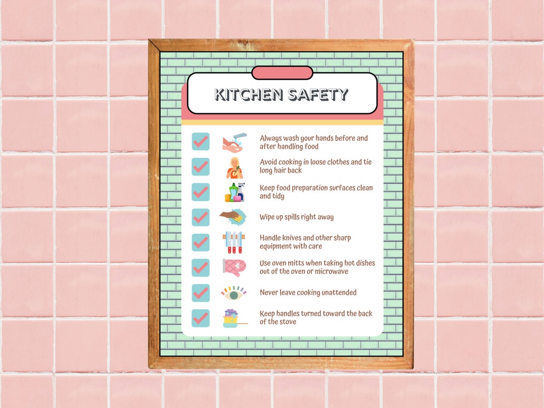 Kitchen Safety Art Print, Instant Download Printable Home Decor, Wall ...