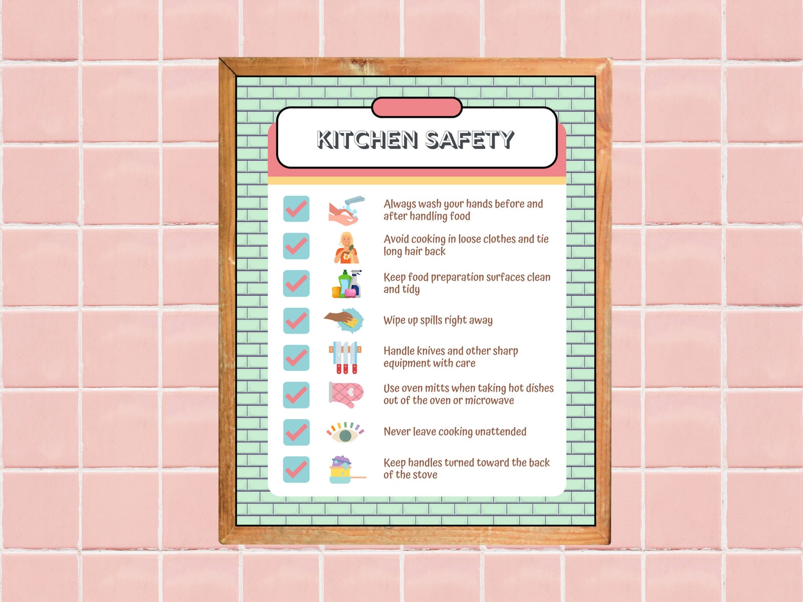 Kitchen Safety Art Print, Instant Download Printable Home Decor, Wall ...