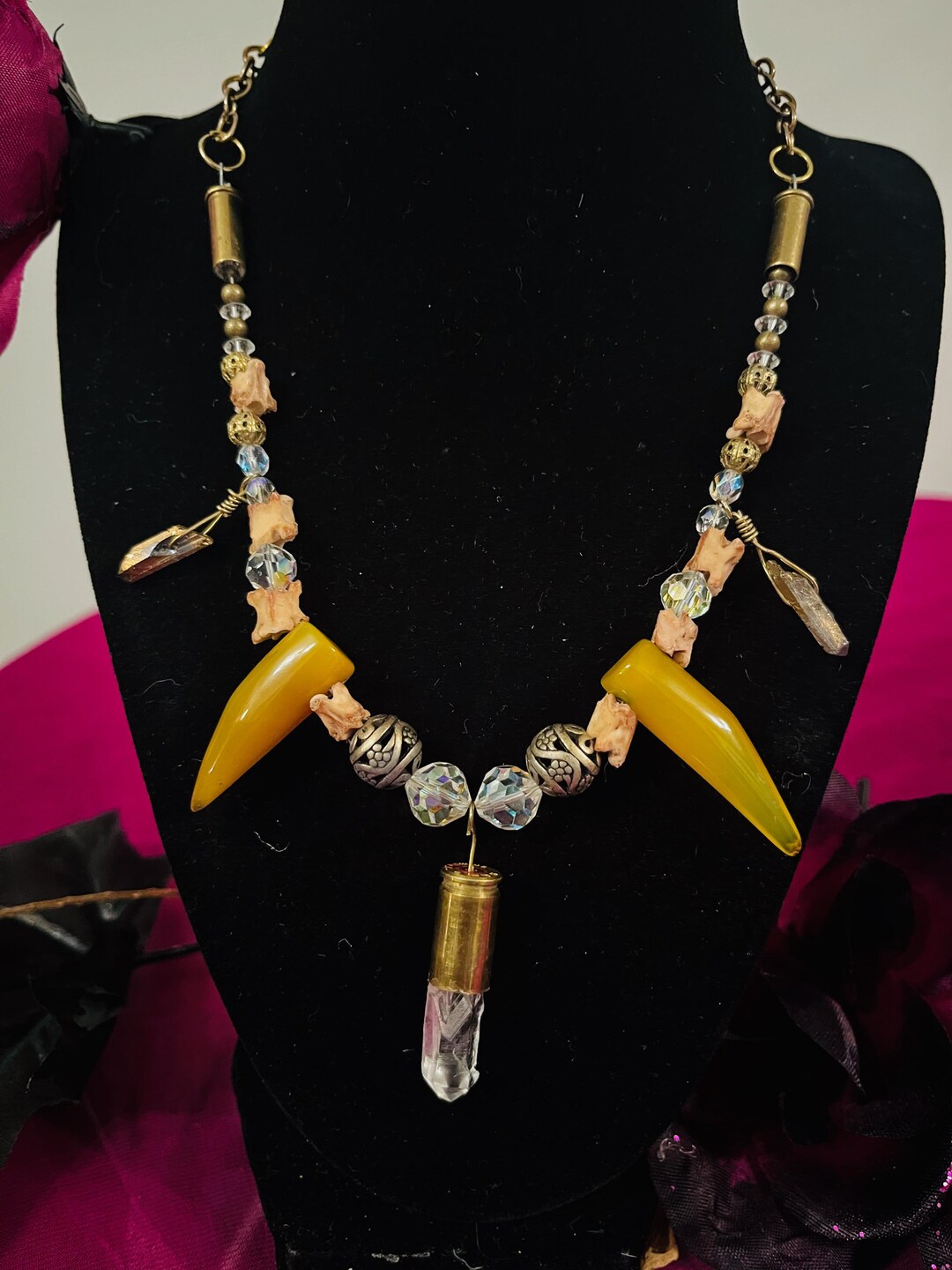 Bullet With the Spiky Wings (dzi Beads, Titanium Fused Crystal, Brass ...