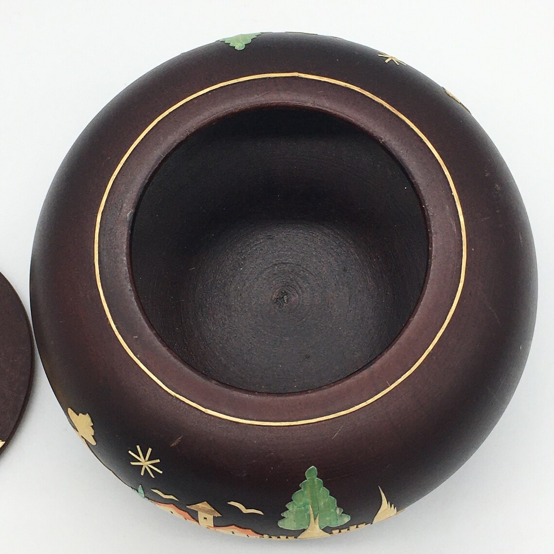 Hand Made Solid Carved Wood Bowl Urn Trinket Box Latin America "pasto ...