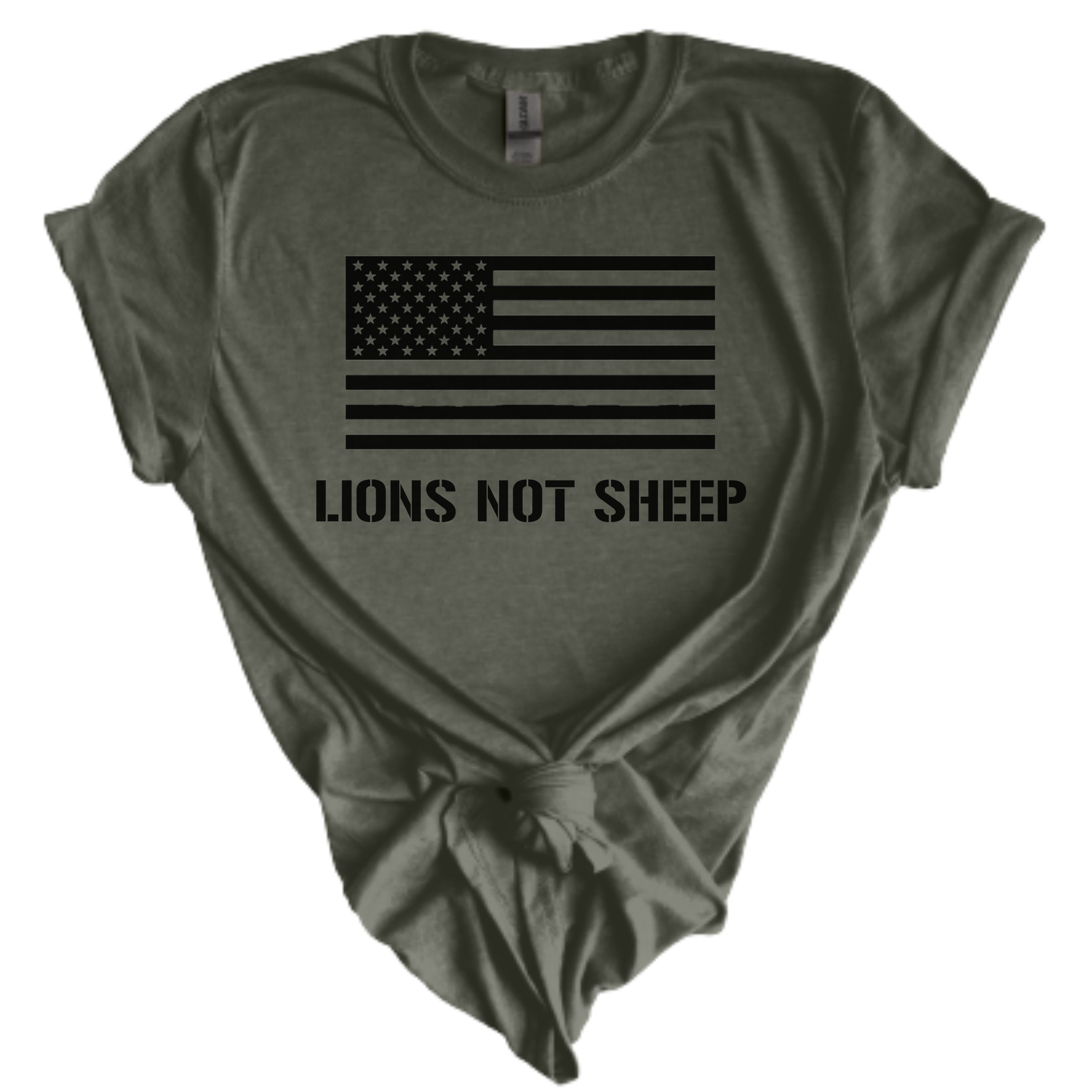 Lions Not Sheep Black American Flag T-shirt: Soft Feel, FREE SHIPPING ...