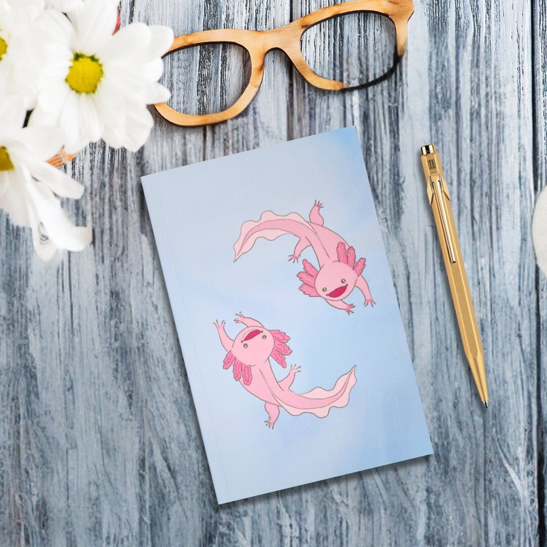 Axolotl Notebook, Paperback Journal, 6”x9”, 150 Lined Pages - Etsy