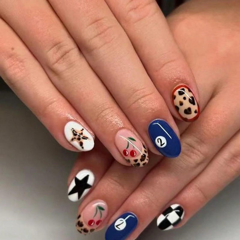 Short Almond Nails Dots - Etsy