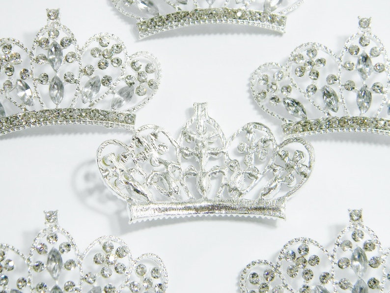 Tiara Silver Metal Rhinestone Crown Embellishment Flatback - Etsy