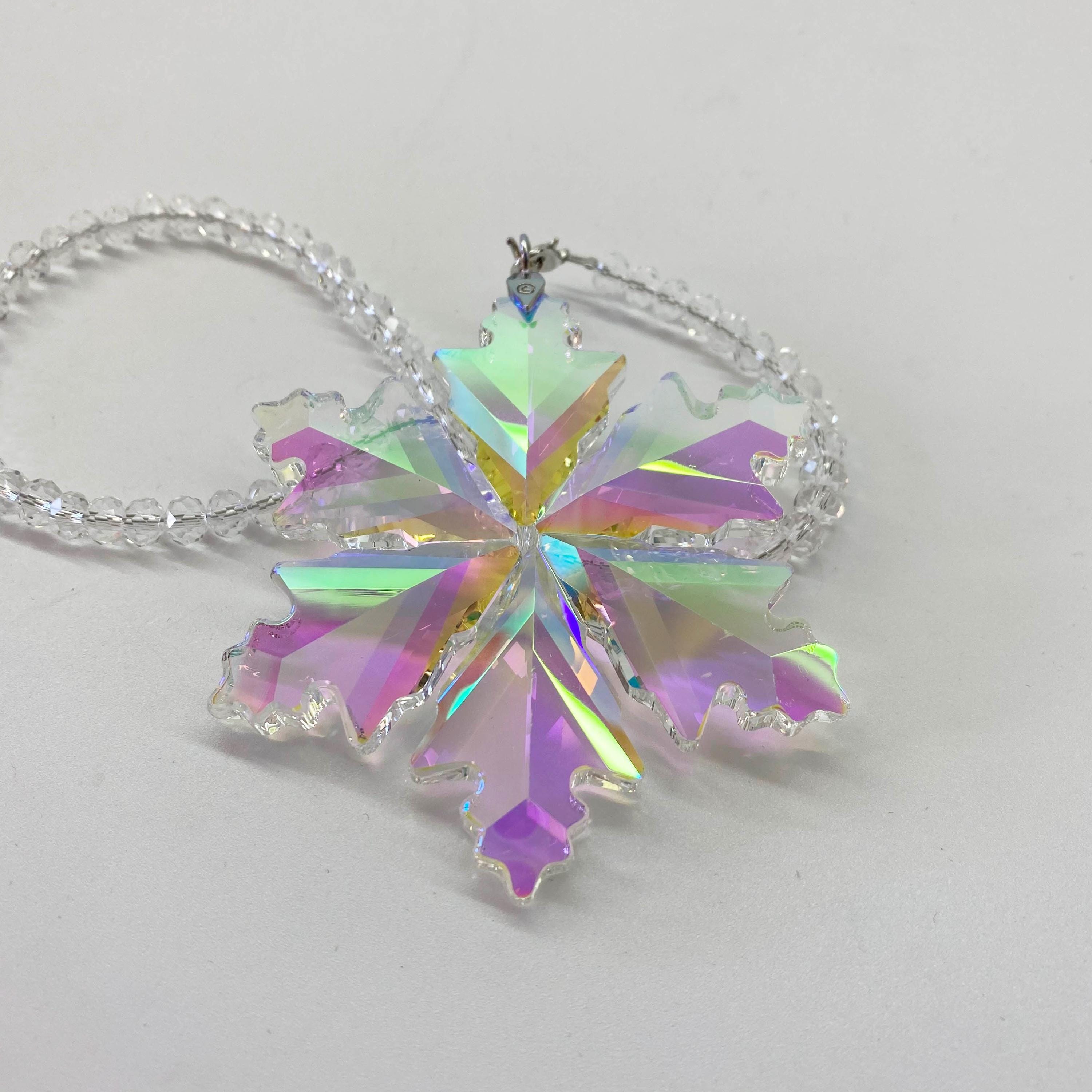 75mm Suncatcher K9 Crystal AB Star Snowflake Prism Rainbow Aurora ...