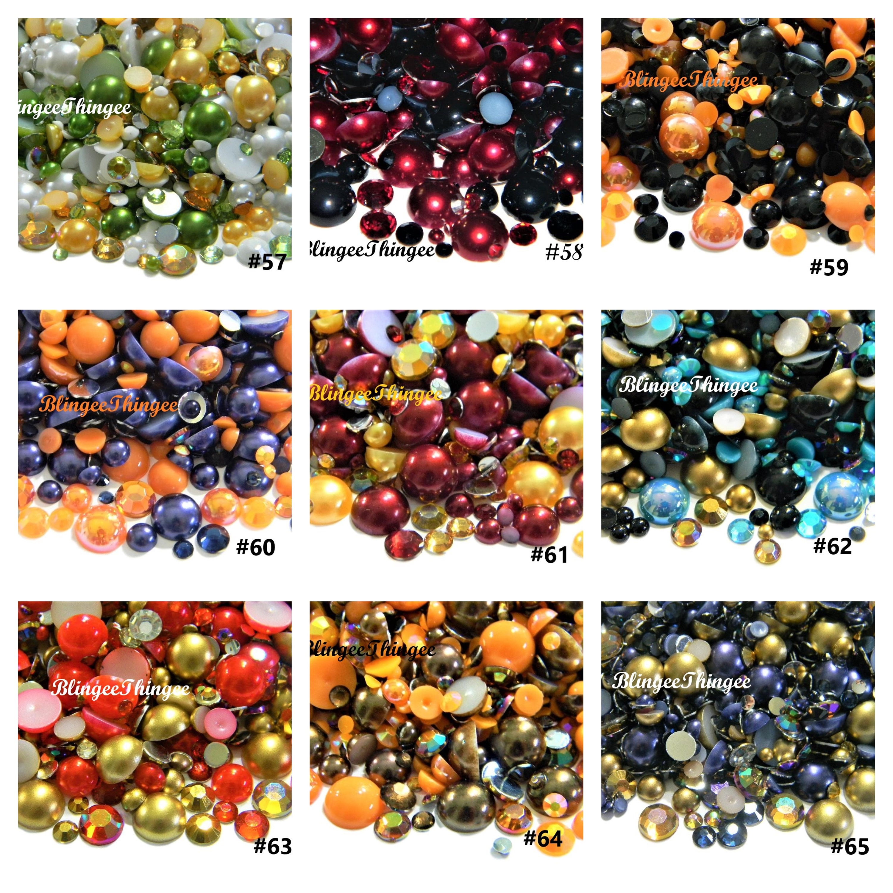 MIXES Rhinestones and Pearls Mixed 30 GRAMS Flatback Faux Half | Etsy