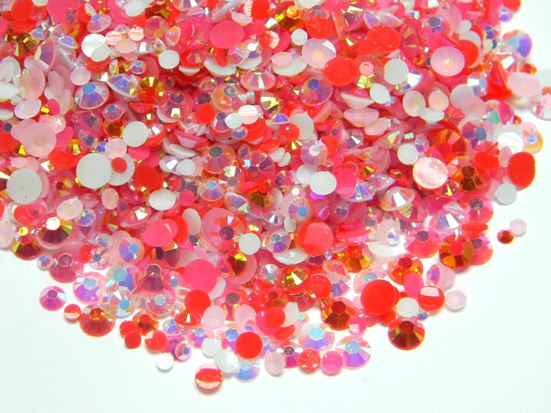 1500 Valentines Mixed Sizes Colors Flatback Resin Rhinestones Mix Mixes ...