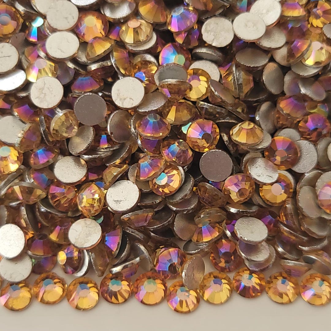 CLEARANCE Golden AB Flatback Glass Faceted Rhinestones Choose Size Ss6 ...