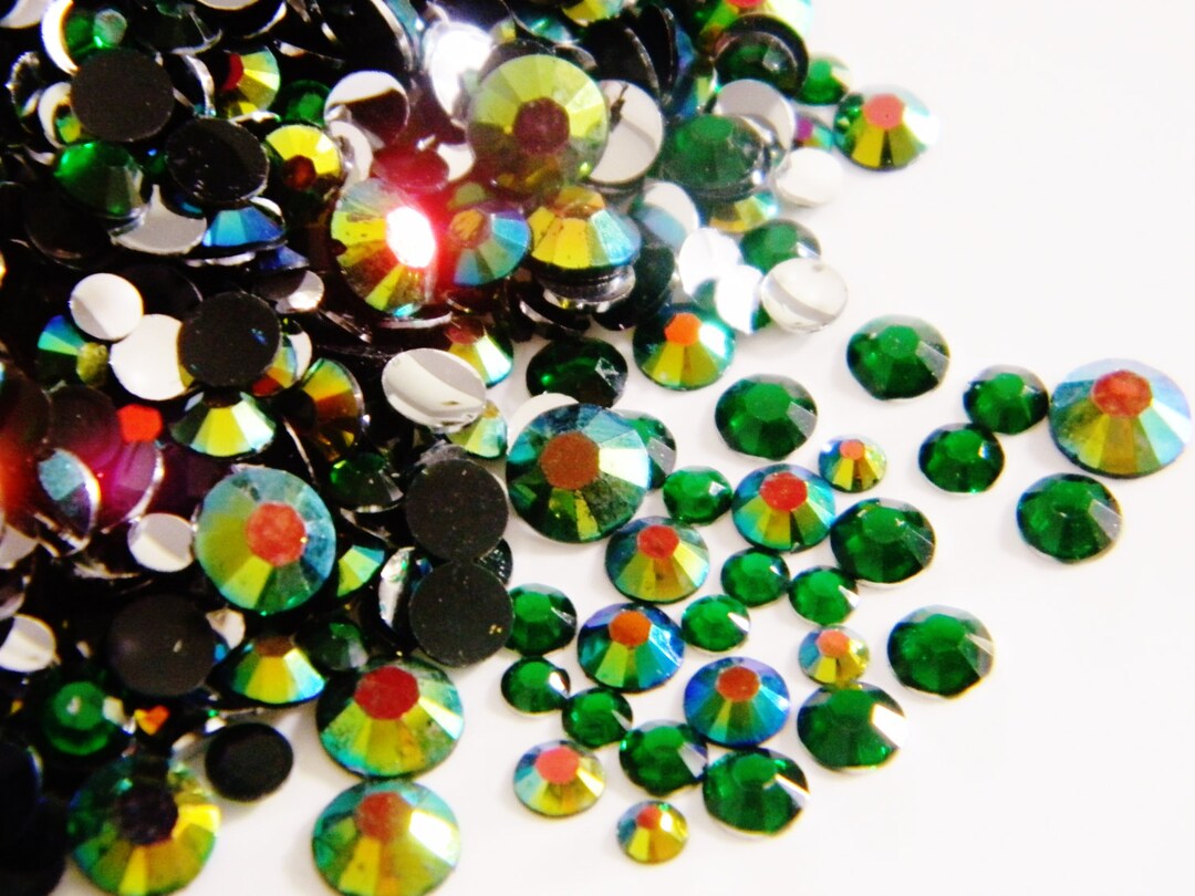 1500 Green Mixed Sizes Emerald Green and AB Jelly Flatback Resin ...