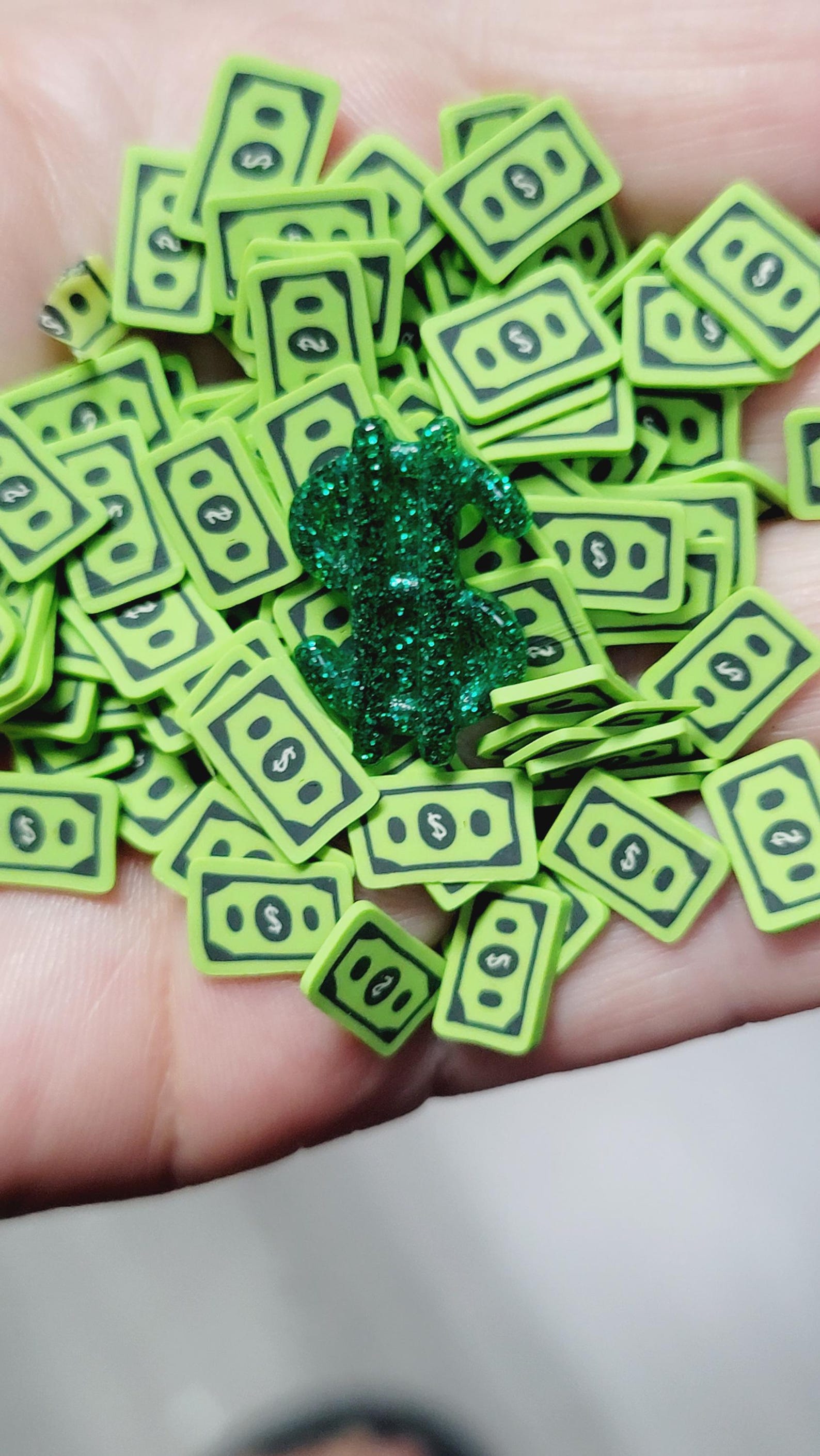 Money Cash Polymer Clay Sprinkles Mix Dollar Sign Kawaii Cabochons ...