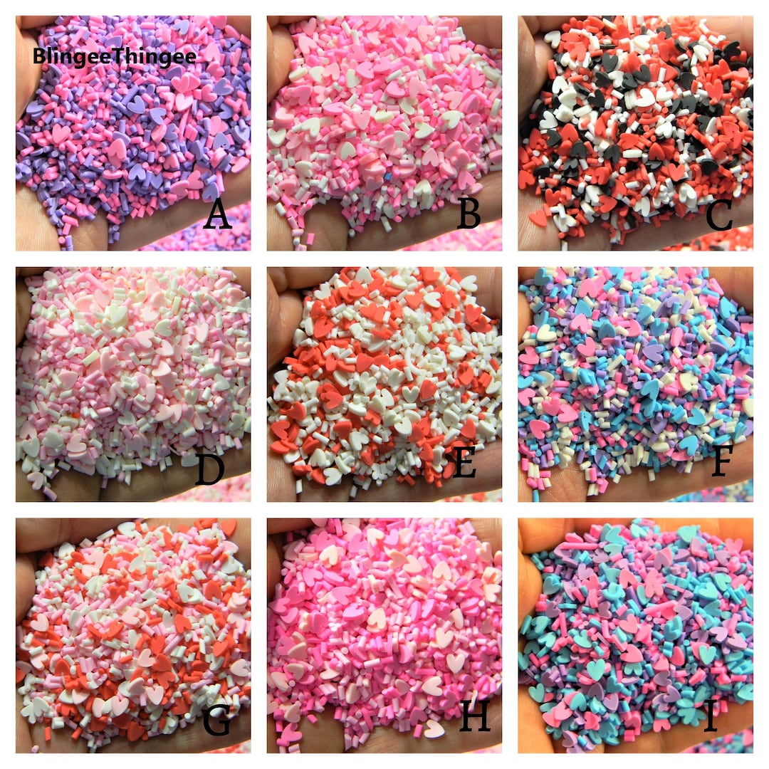VALENTINES Fake Sprinkles Mixes Polymer Clay Slime Add Ins Filler ...