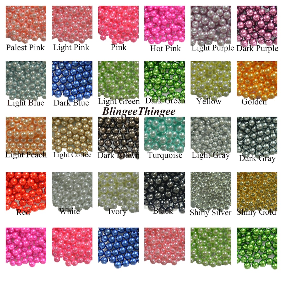 NO HOLE Beads Mixed Sizes Choose Color Round Imitation Pearl 24 ...
