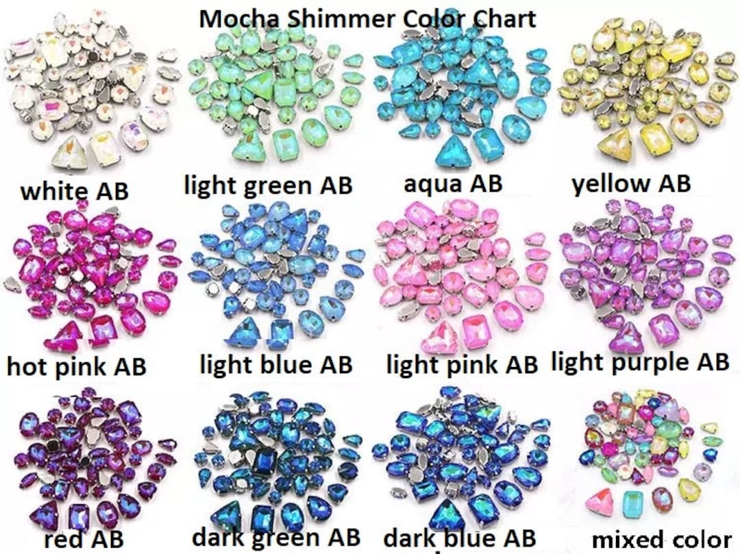 50 Pieces MOCHA SHIMMER Assorted Silver Metal Flatback Rhinestone ...