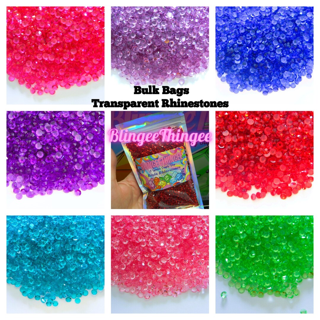 BULK TRANSPARENT Solid Resin Rhinestones Faceted Bling Choose Size and ...