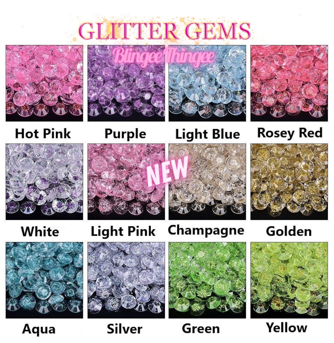 GLITTER GEMS Choose Color Flatback Transparent Resin Rhinestones With ...