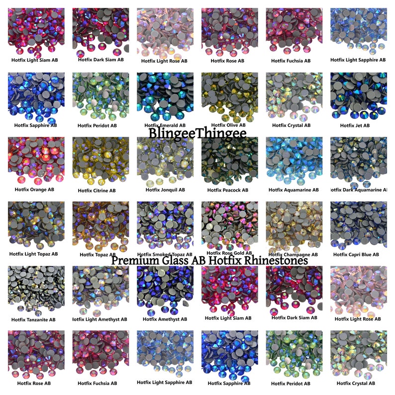 HOTFIX PREMIUM Glass AB Rhinestones Bling Crystals Embellishments for ...