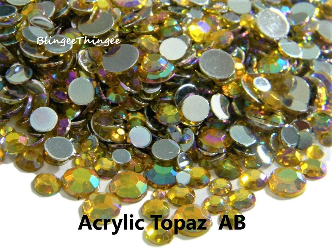 ACRYLIC Topaz AB Flatback Rhinestones Nonhotfix Faceted Sparkly ...