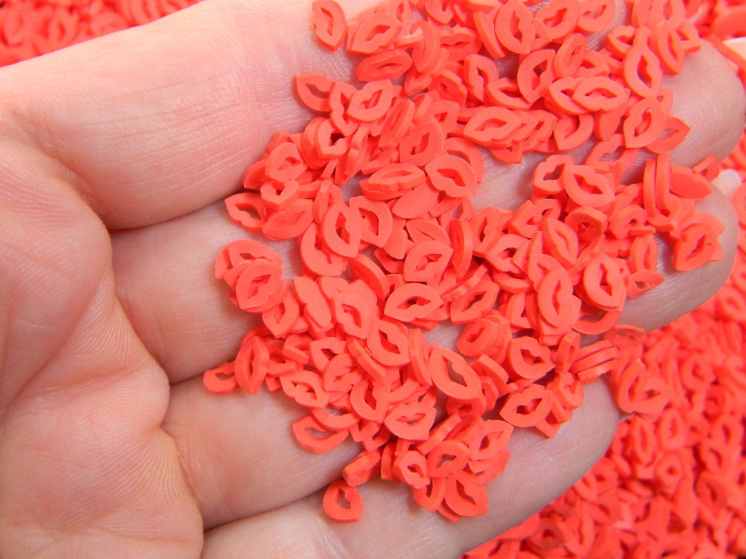 RED SMALL LIPS Clay Fake Sprinkles Fimo Clay Slices Polymer Clay ...