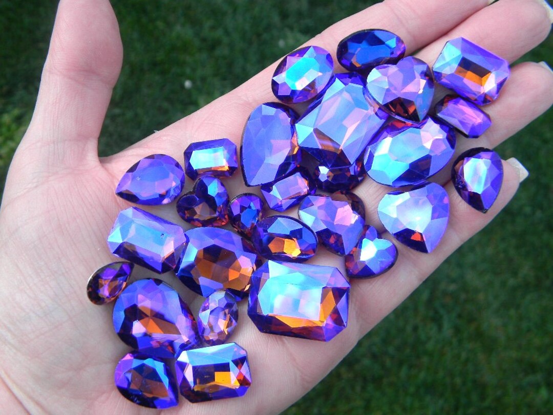 LIGHT AMETHYST AB Glass Point Back Gems Jewels Rhinestones Hearts ...