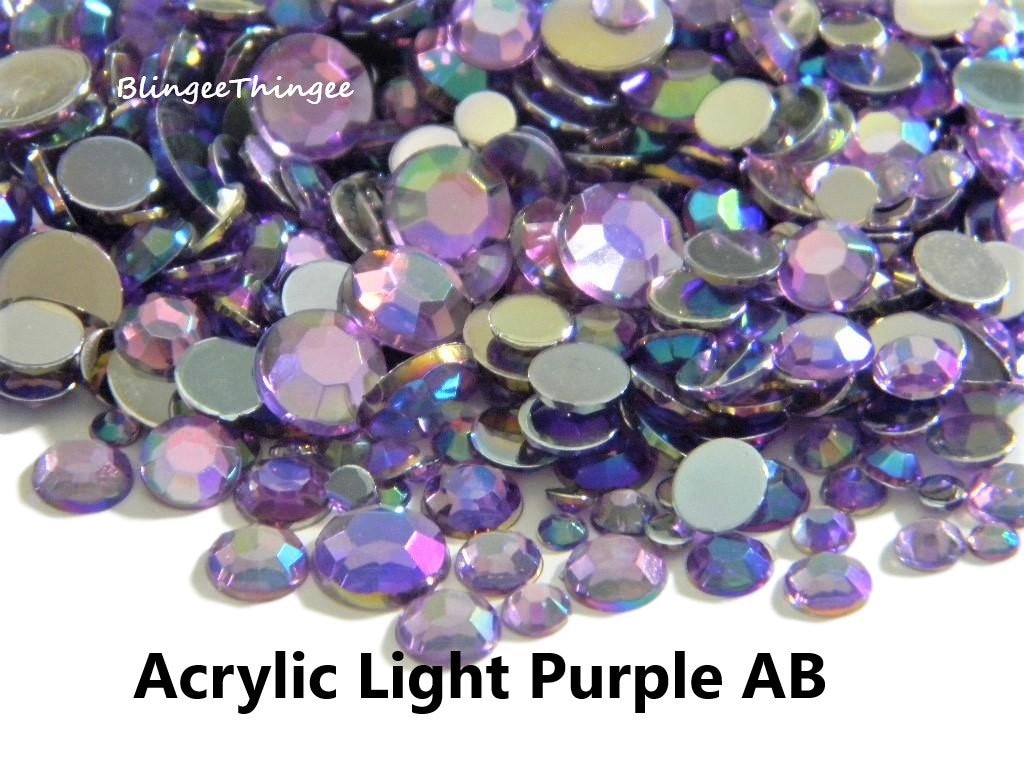 ACRYLIC Light Purple AB Flatback Rhinestones Nonhotfix Faceted Sparkly ...