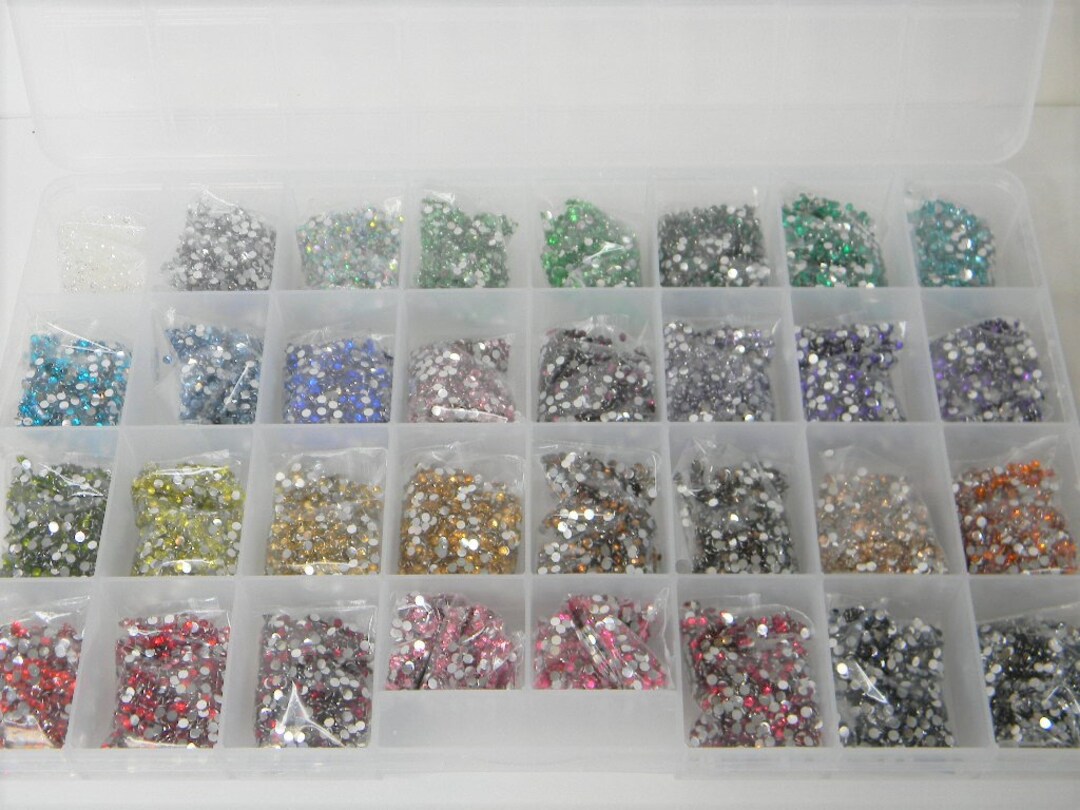 64,000 3MM Resin Rhinestones Assorted Colors Box SS12 Starter Box Bling ...