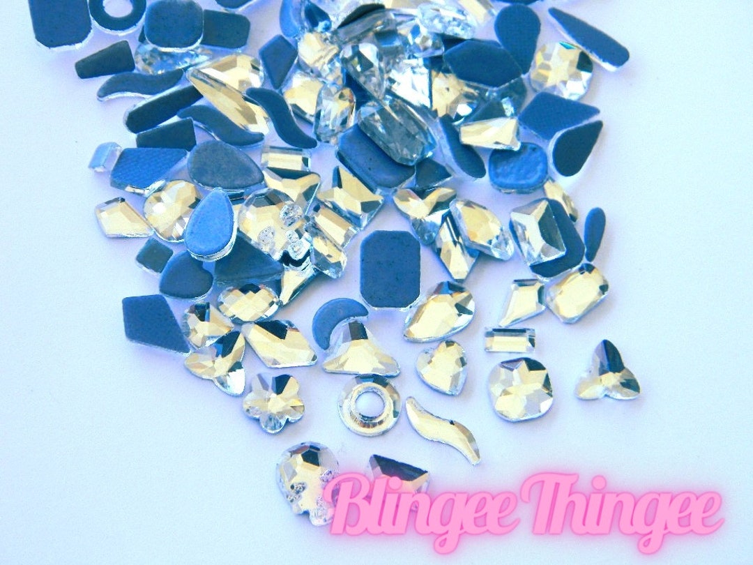 CRYSTAL CLEAR Hotfix ASSORTED Shapes Nail Art Gems Flatback Faceted ...