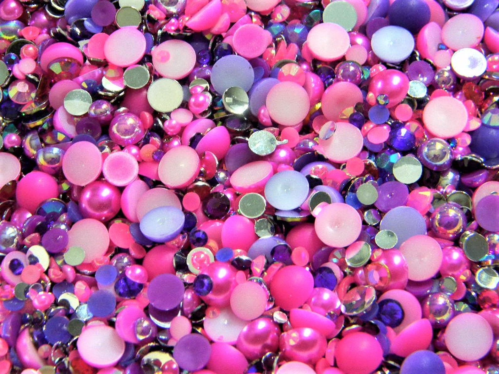 Hot Pink and Dark Purple Mixed Sizes Colors Flatback Faux Half - Etsy