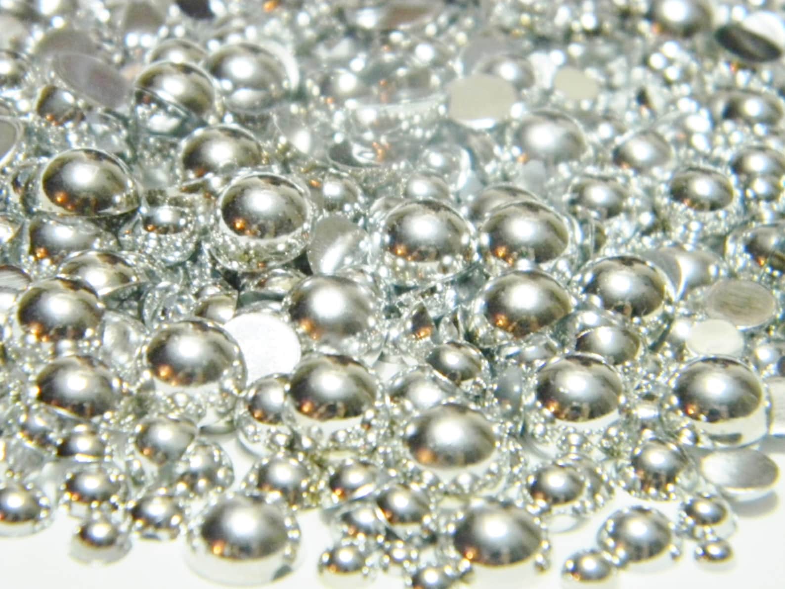 Silver Shiny Metallic Mixed Sizes Flatback Half Round Faux - Etsy