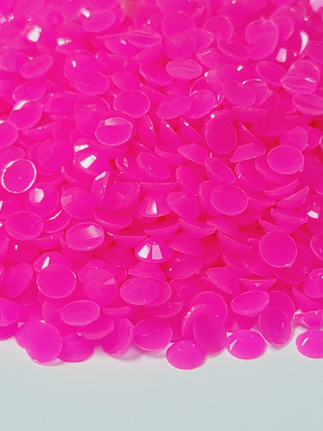 Clearance OPAQUE Glossy Hot Pink Flatback Jelly Resin Rhinestones With ...