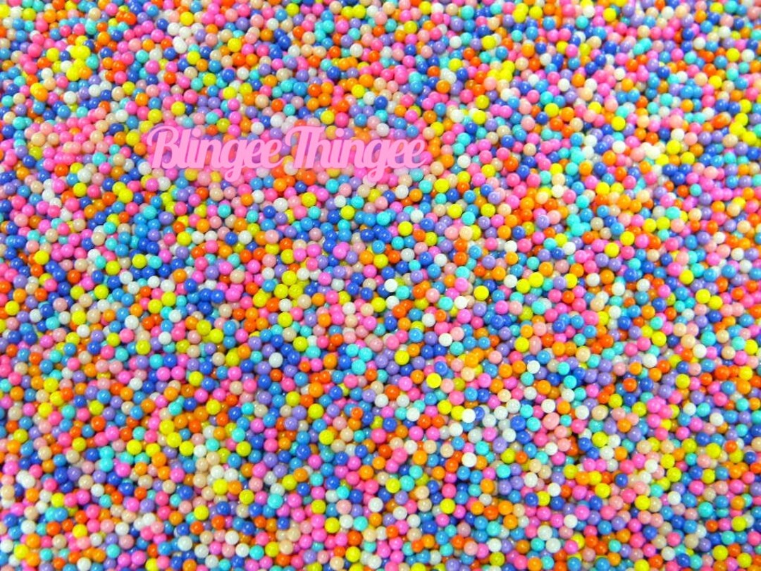 Rainbow Mini Marbles Micro Caviar Beads Glass Non Pareil Fake Faux ...