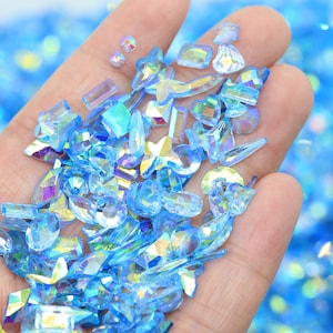 TRANSPARENT AB Shapes Assortment Shapes Sizes Flatback Rhinestones ...