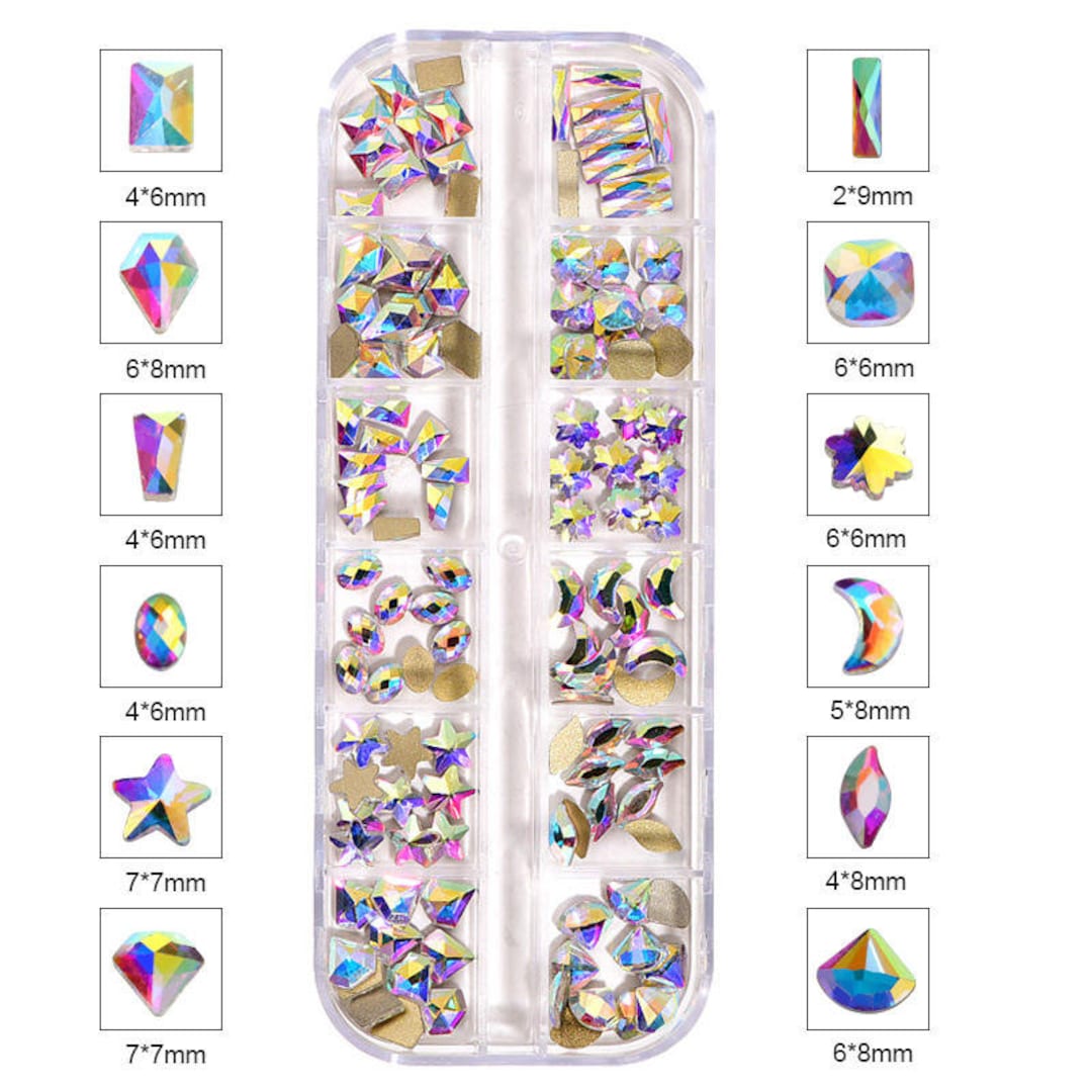 120 PC Rhinestone Shapes Nail Art Assorted 12 Different Styles in Small ...