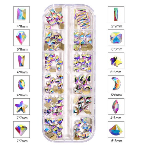 120 PC Rhinestone Shapes Nail Art Assorted 12 Different Styles - Etsy