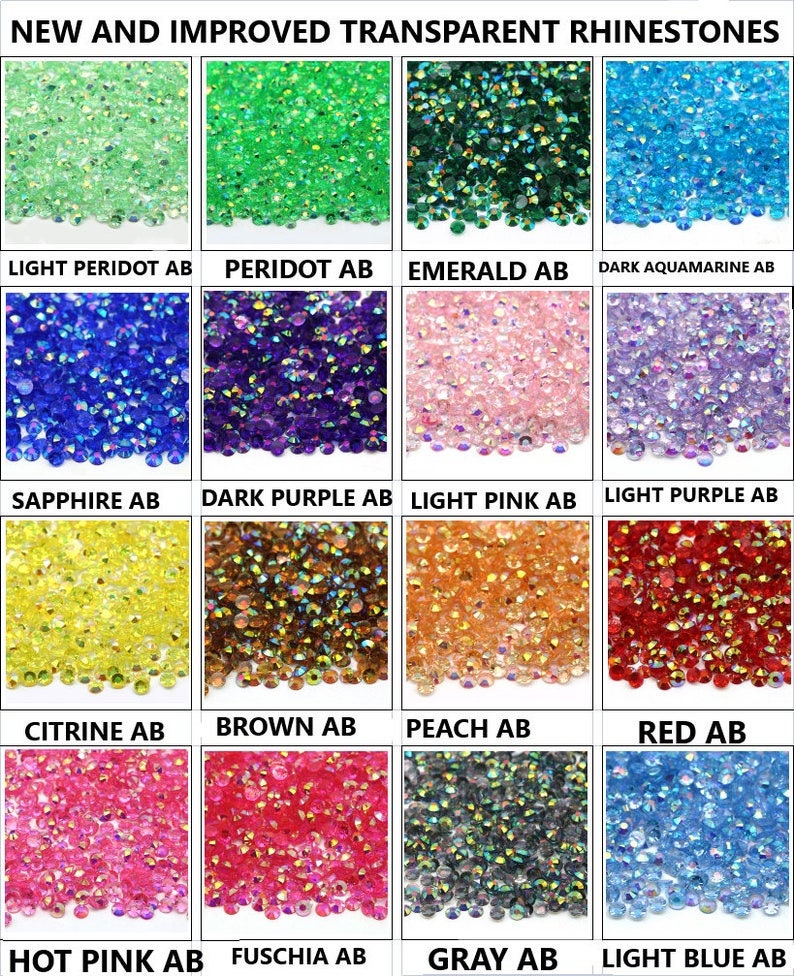 TRANSPARENT WHOLESALE BULK Bags Rhinestones Choose Size and Color 2mm ...